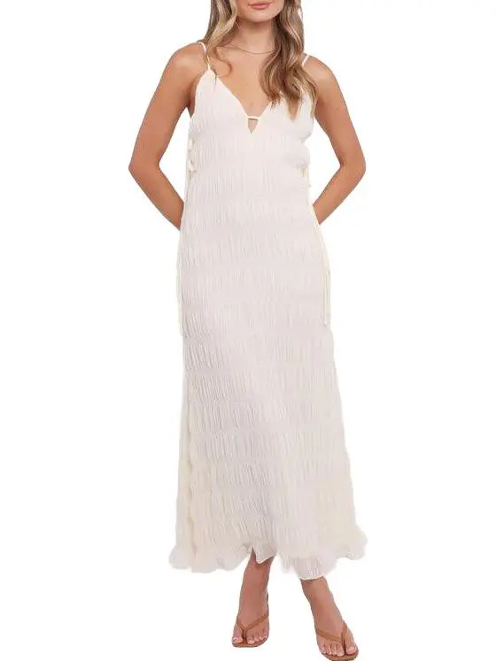 PETAL & PUP Seraphine Shirred Sleeveless Maxi Dress - Cream