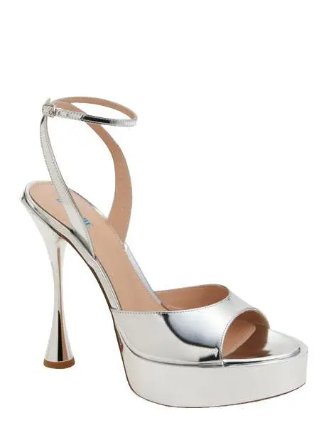 BETZÁBE Platform Sandal With Ankle Strap - Silver Mirror