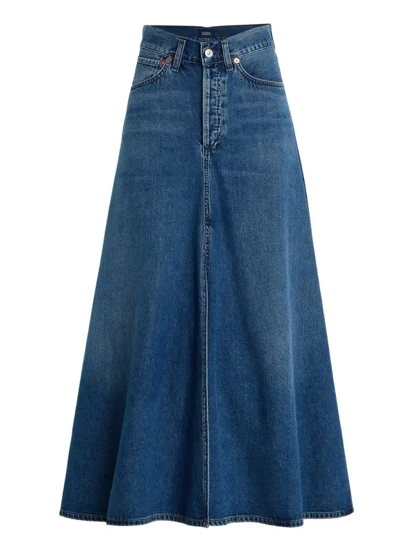 Citizens Of Humanity Fluid Denim Maxi Skirt - Medium Wash