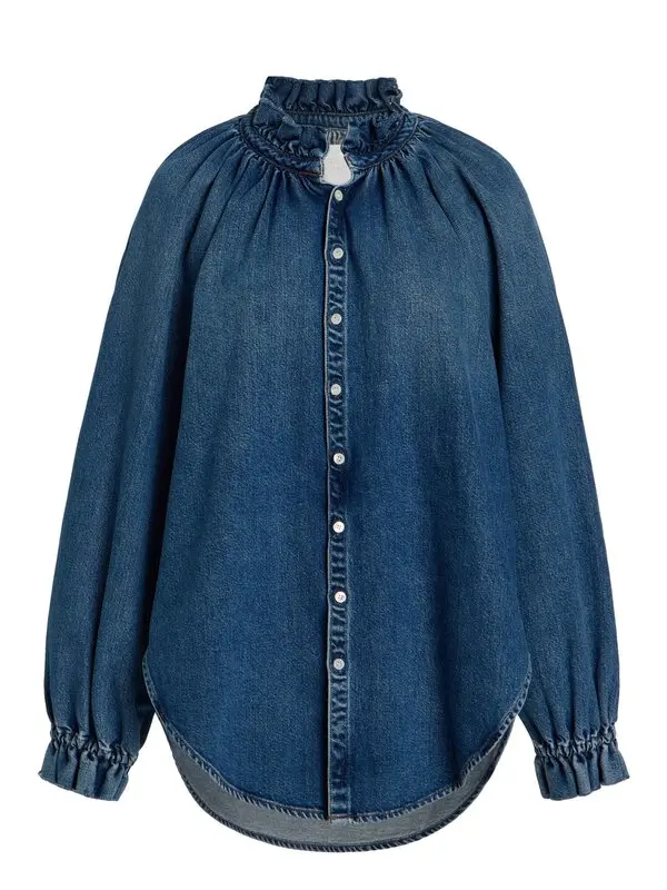 Citizens Of Humanity Loretta Ruffled Denim Shirt - Medium Wash