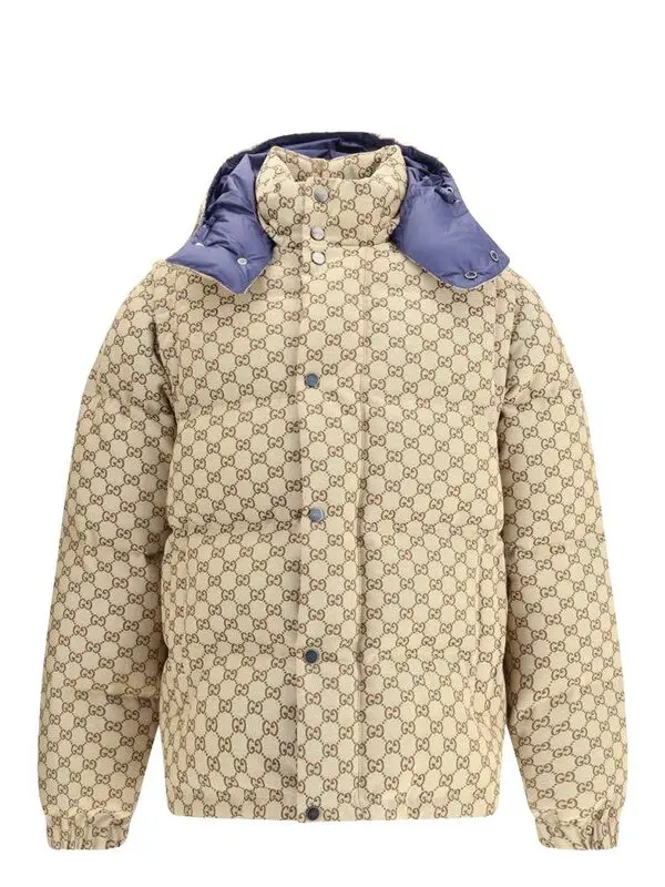 Gucci Gg Pattern Quilted Down Jacket - Beige
