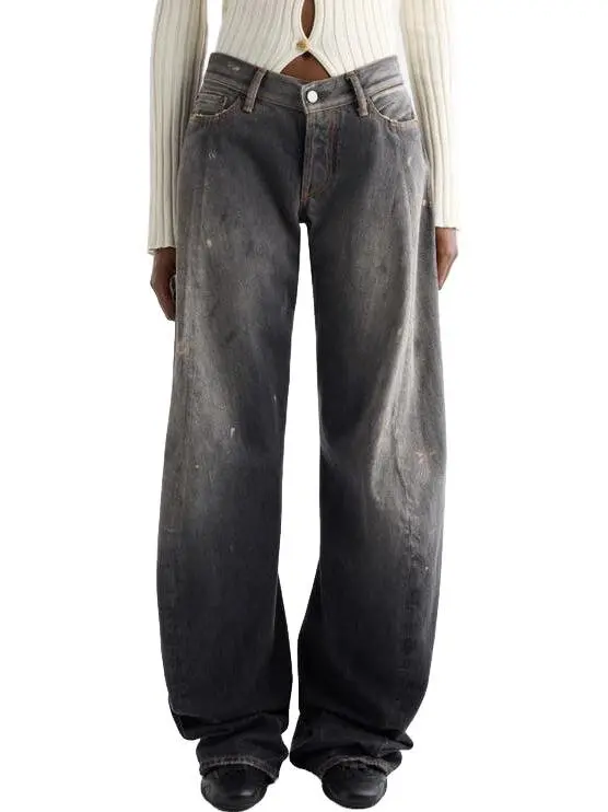 Acne Studios 2006 Trafa Paint Splatter Wide Leg Jeans - Black