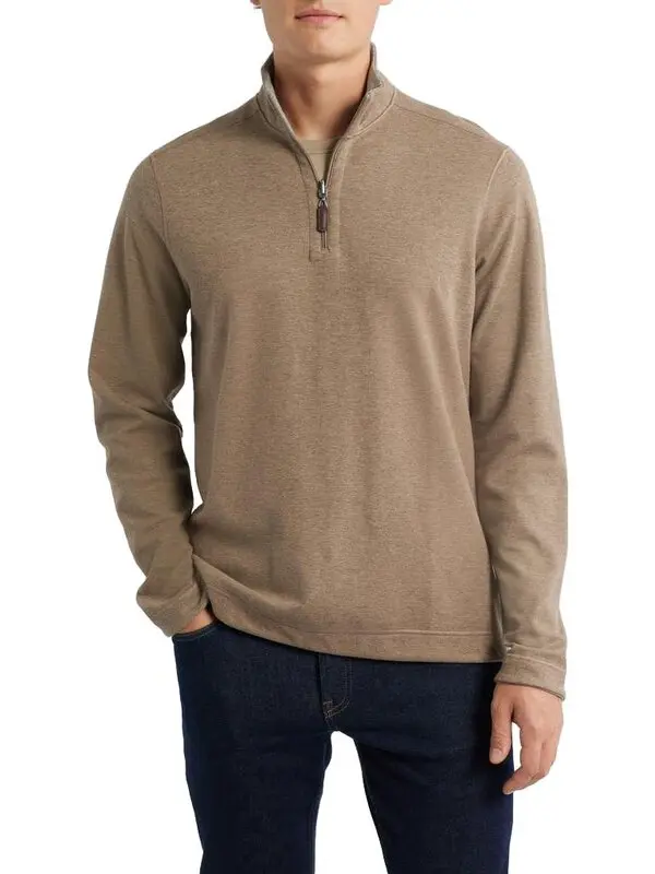 Johnston & Murphy Icon Reversible Quarter Zip - Oatmeal/light Gray