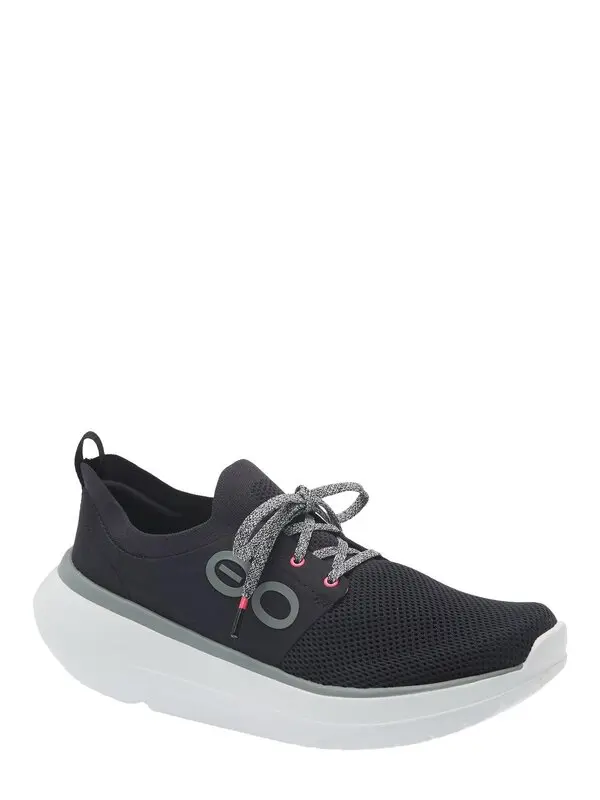 OOFOS Oomy Stride Athletic Sneakers - White Black