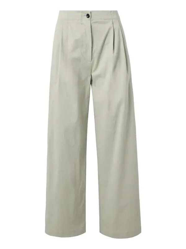 Proenza Schouler White Label Romina Pleated Cotton-blend Wide-leg Pants - Green