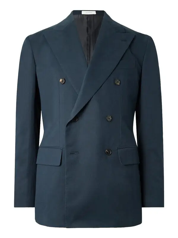 UMIT BENAN Pietro Double-breasted Cotton-blend Twill Suit Jacket - Blue