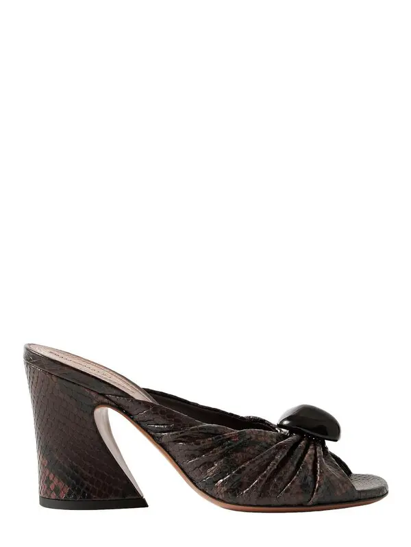 Zimmermann Gleam Embellished Snake-effect Leather Mules - Brown