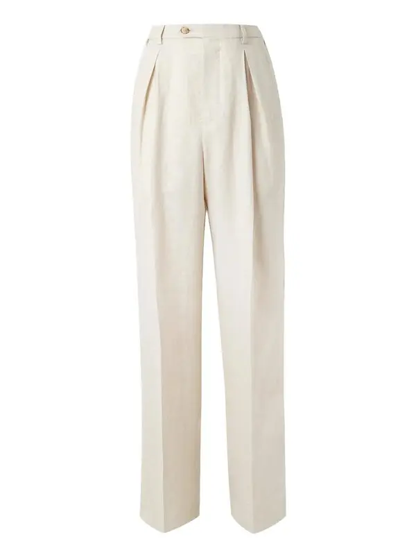 UMIT BENAN Johnny Straight-leg Pleated Trousers - Neutrals