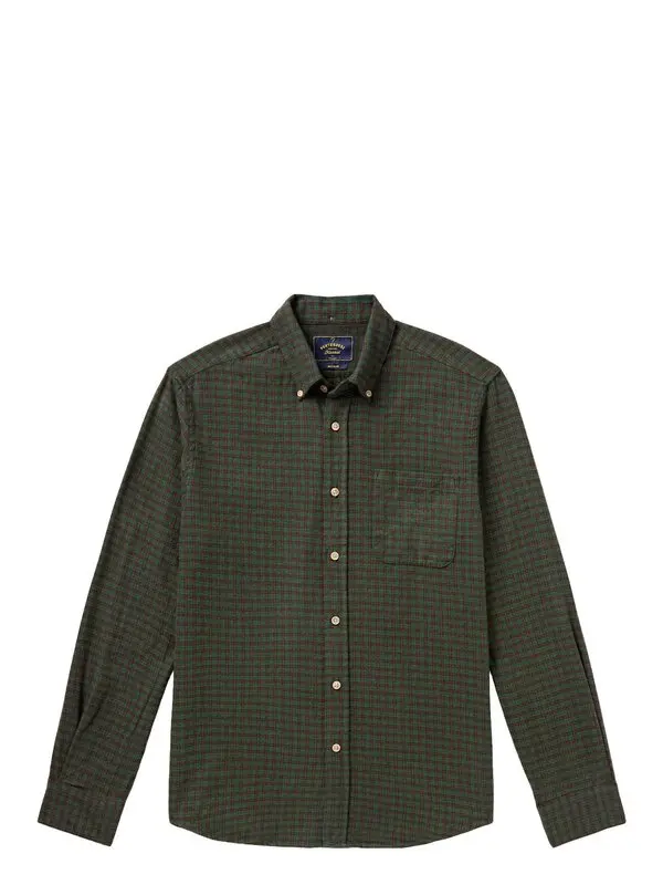 Portuguese Flannel Lago Button-down Collar Checked Cotton-flannel Shirt - Green