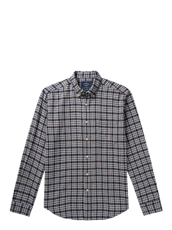 Portuguese Flannel Vouga Button-down Collar Checked Organic Cotton-flannel Shirt - Blue
