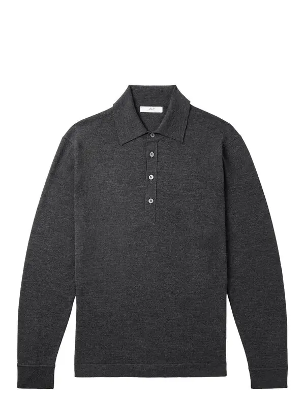 Mr P. Merino Wool Polo Shirt - Gray