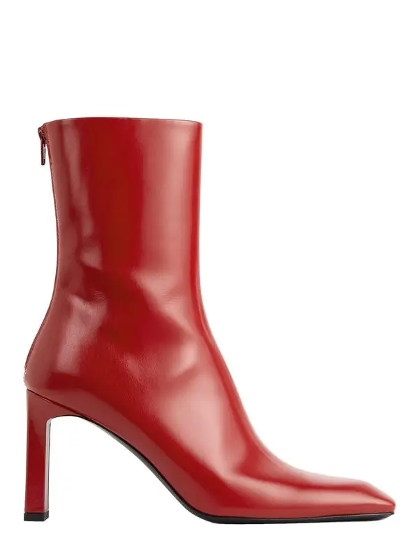 TOTEME Bar Glossy Leather Boots - Red