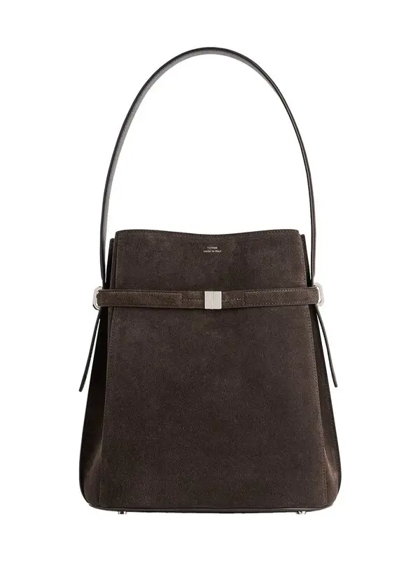 TOTEME Belted Suede Bucket Bag - Brown