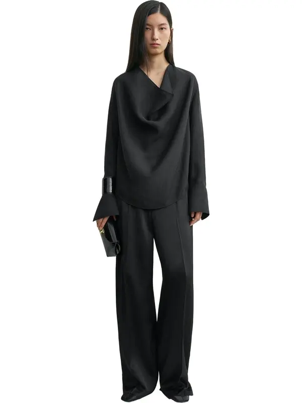 TOTEME Oversized Blouse With Cowl Neckline - Black