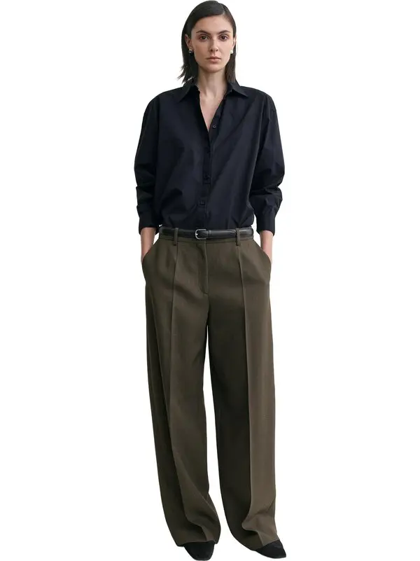 TOTEME Wide Leg Tailored Trousers - Forest