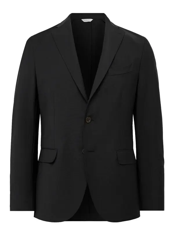 Boglioli K-jacket Unstructured Wool-blend Crepe Suit Jacket - Black