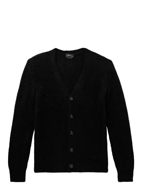 A.p.c. Davis Brushed Alpaca-blend Cardigan - Black