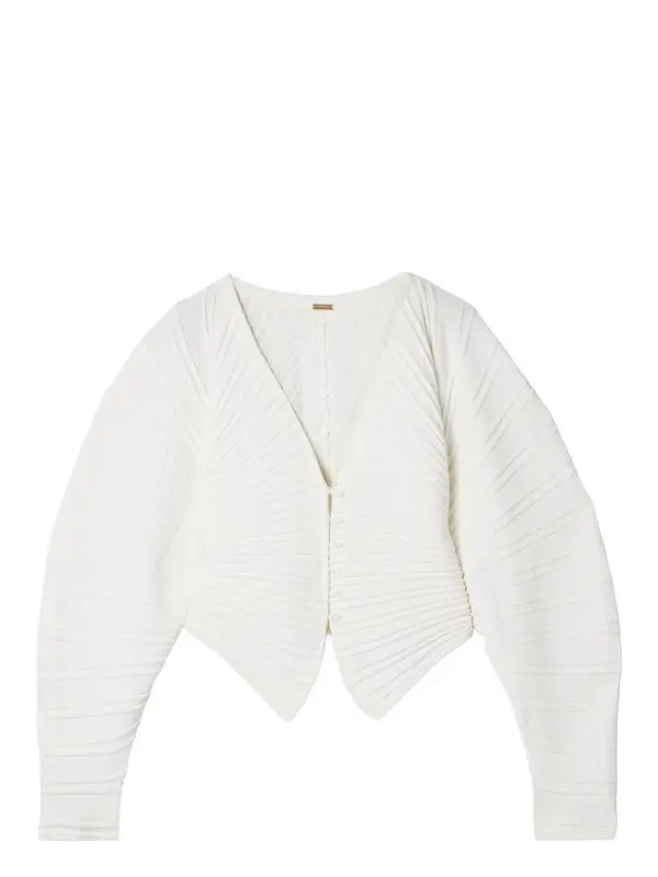 Cult Gaia Blair Ribbed-knit Cardigan - Off-white