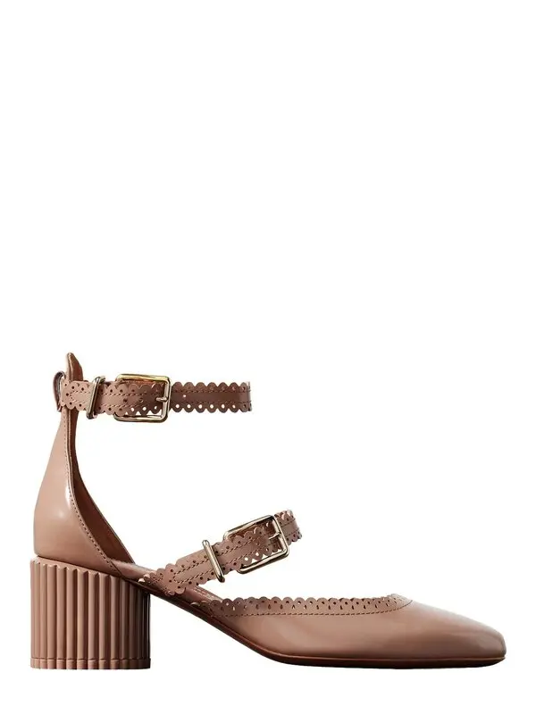 Zimmermann Eddie Scalloped Leather Mary Jane Pumps - Brown