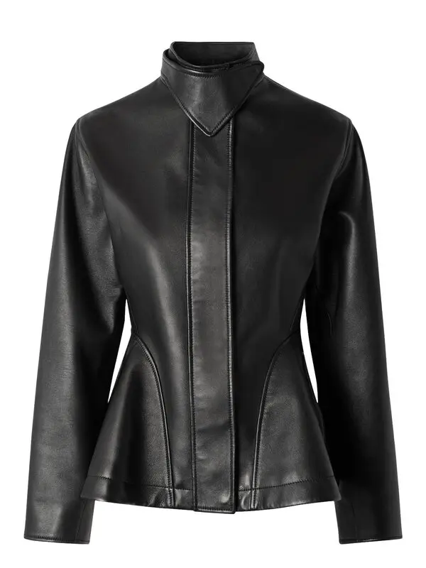 Alaïa Leather Peplum Jacket - Black