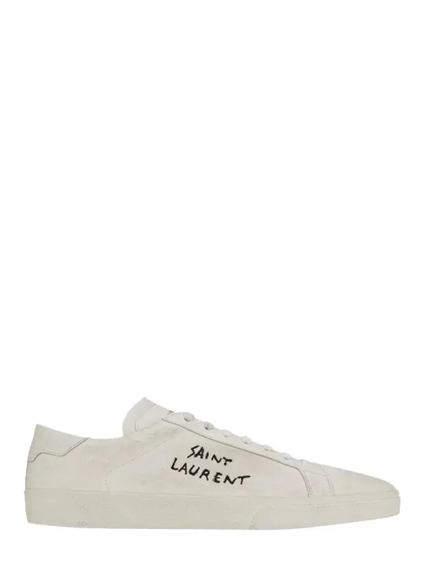 Saint Laurent Signature Court Classic Sl/06 Embroidered Sneakers - White