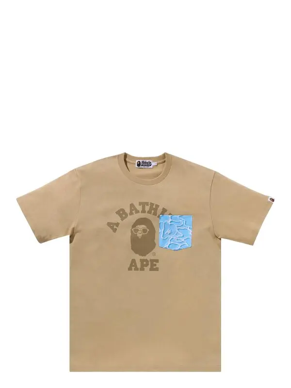 A BATHING APE Abc Sea Surface Camo Pocket College Tee - Tan