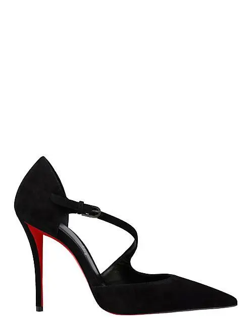 CHRISTIAN LOUBOUTIN Miss Ziggyta 100 Suede Heels - Black