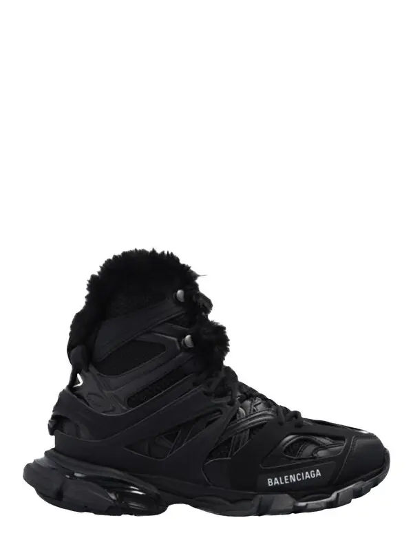 Balenciaga Track Hike Faux Fur Sneakers - Black