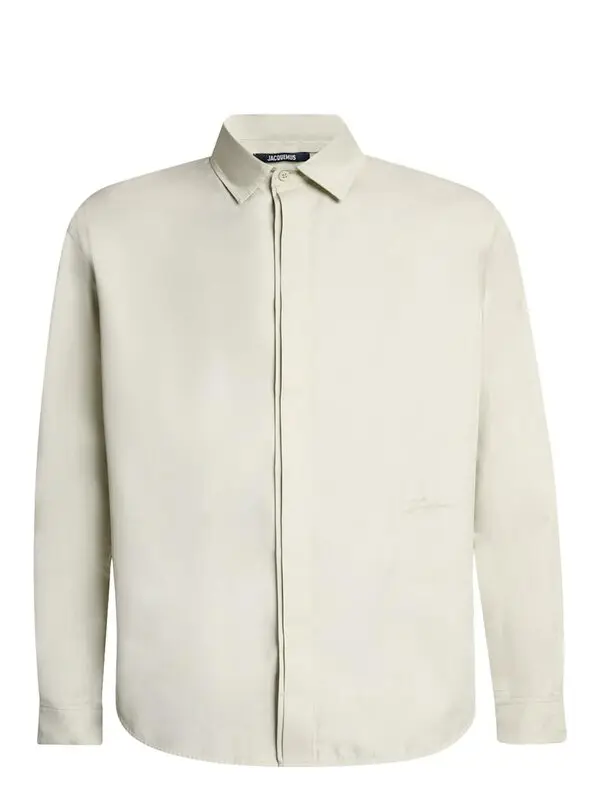Jacquemus Simon Cotton Herringbone Sport Shirt - Light Green