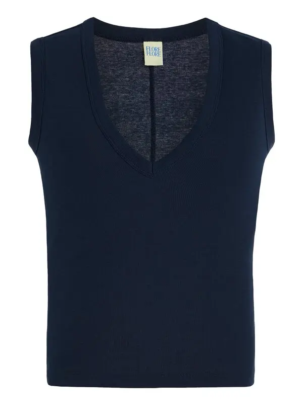 FLORE FLORE Dewi Cotton Tank Top - Navy