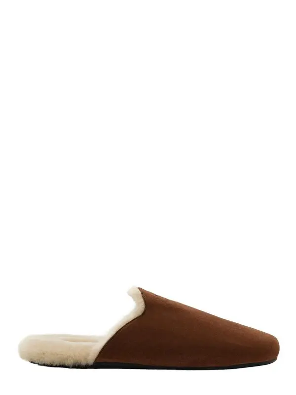 Prada Shearling Slippers - Brown