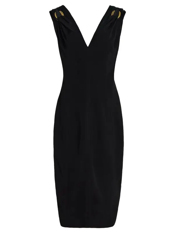 Bottega Veneta Gathered Linen Midi Dress - Black