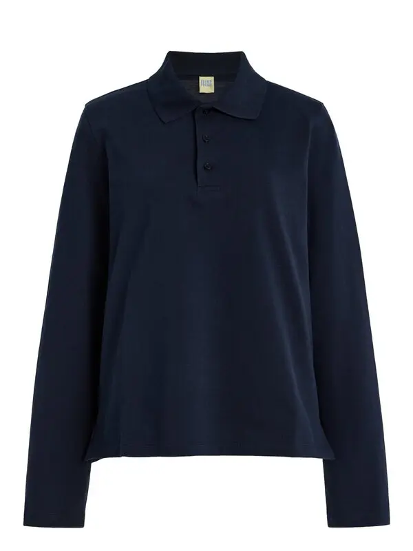 FLORE FLORE Diana Cotton Polo Shirt - Navy