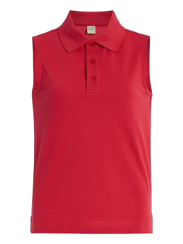 FLORE FLORE Lauren Cotton Polo Tank Top - Red