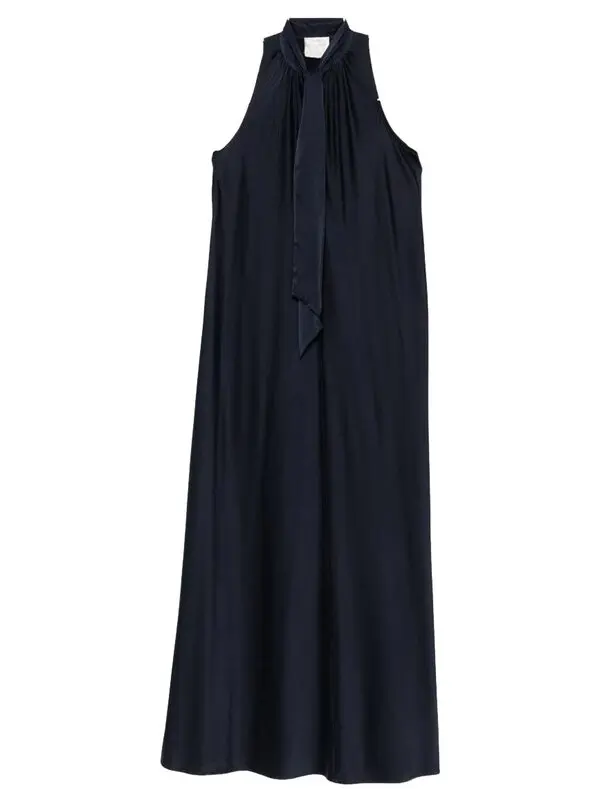 FORTE_FORTE Long Dress With Lavallière Collar - Blue