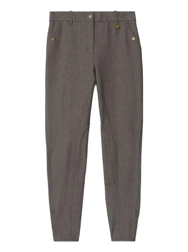 Burberry Herringbone Stretch Cotton Jodhpurs - Walnut Brown/taupe Beige