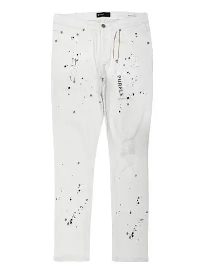 PURPLE BRAND Paint Blowout Denim Pants - White