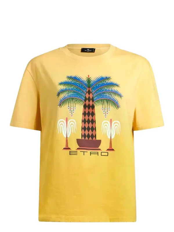 Etro Palm-tree Print T-shirt - Yellow