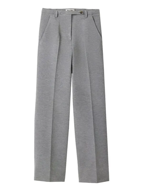 Miu Miu Embroidered-logo Trousers - Grey
