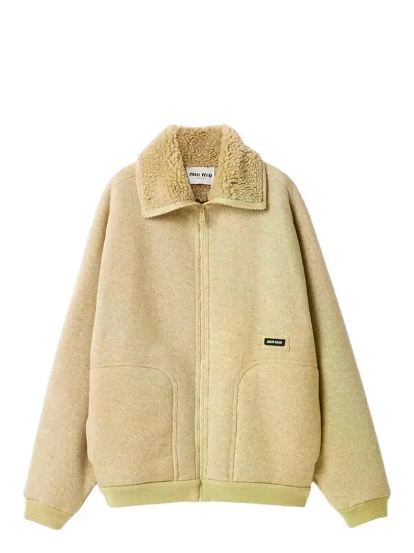 Miu Miu Zip-up Shearling Jacket - Neutrals