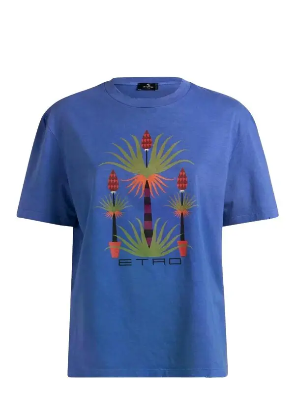 Etro Plant-print T-shirt - Blue