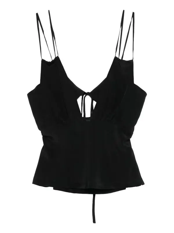 Paris Georgia Bernie Tie-front Silk Camisole - Black