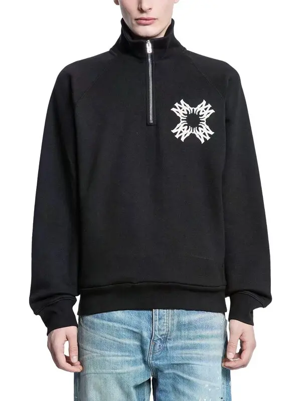 Amiri Graphic-print Half-zip Sweatshirt - Black