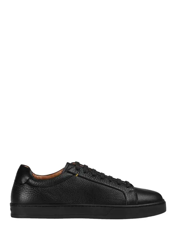 DOUCAL'S Leather Lace-up Sneakers - Black