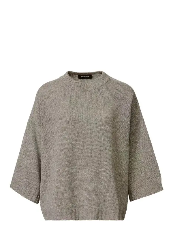 Fabiana Filippi Round-neck Short-sleeve Cashmere Sweater - Grey
