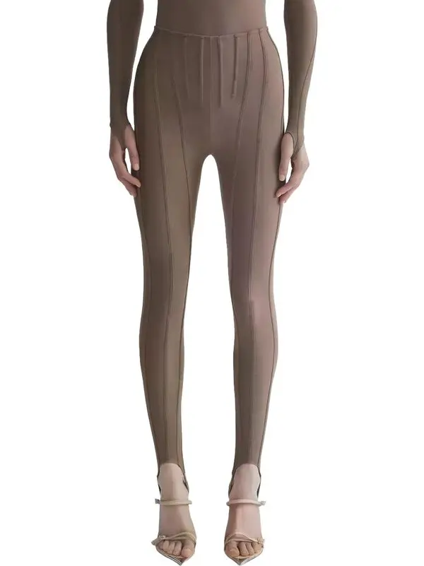 MUGLER Seam-detail Leggings - Brown