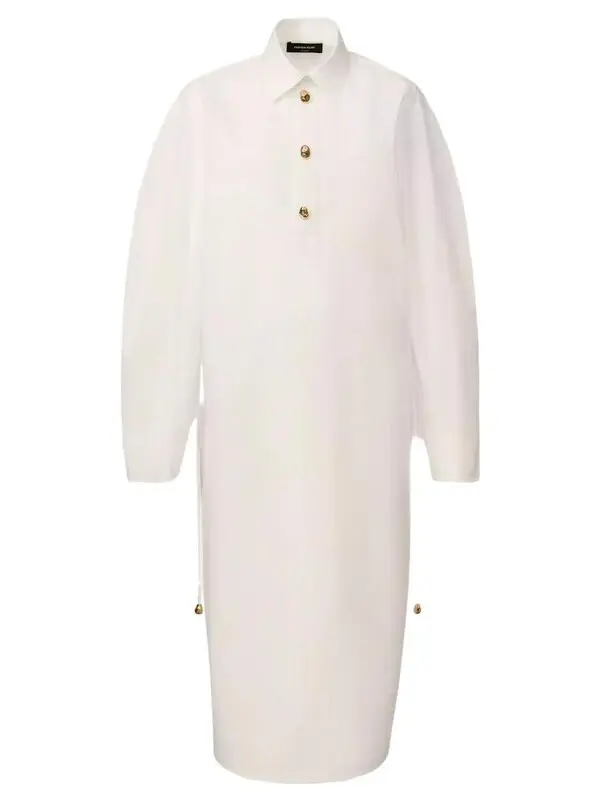 Fabiana Filippi Button-fastening Midi Shirt Dress With Drawstring - White