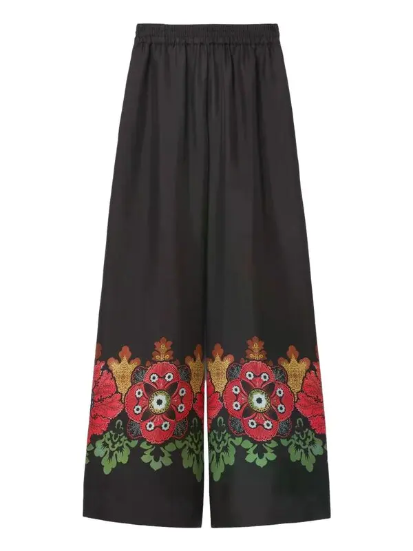 La DoubleJ Floral-print Palazzo Pants - Black