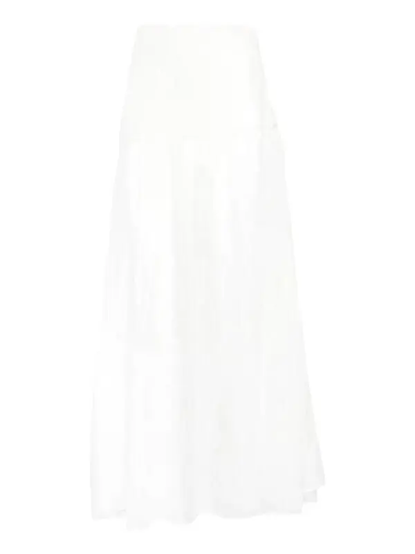 Paris Georgia Silk-voile Pleated Skirt - White