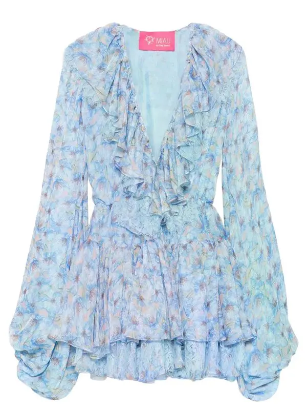 MIAU BY CLARA ROTESCU Floral-print Mini Dress - Blue